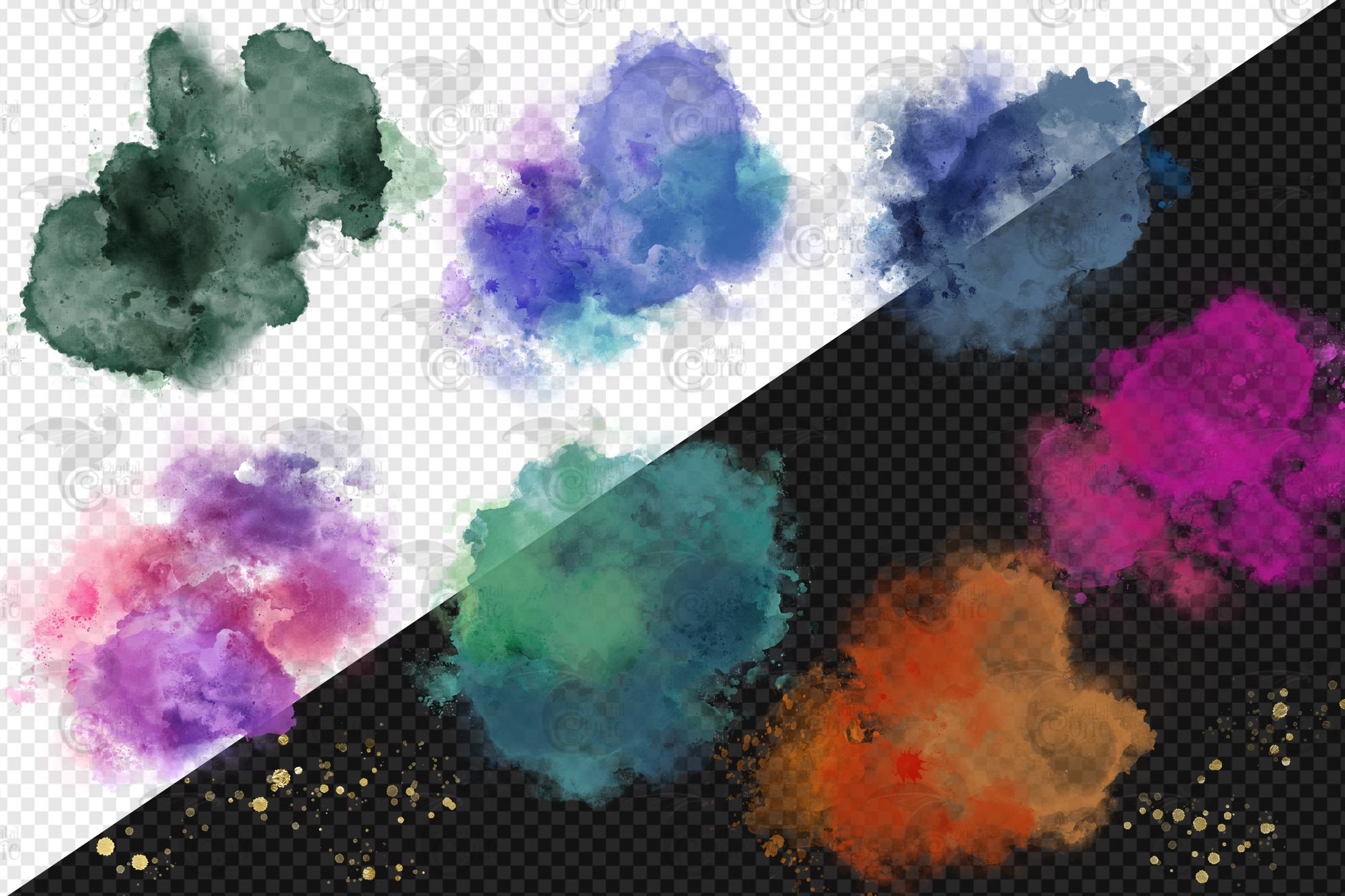 Messy Paint Overlays Colorful Watercolor Clip Art Splashes - Etsy