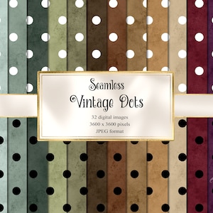 Vintage Dots Digital Paper, Retro Scrapbook Paper, Polka Dot ...