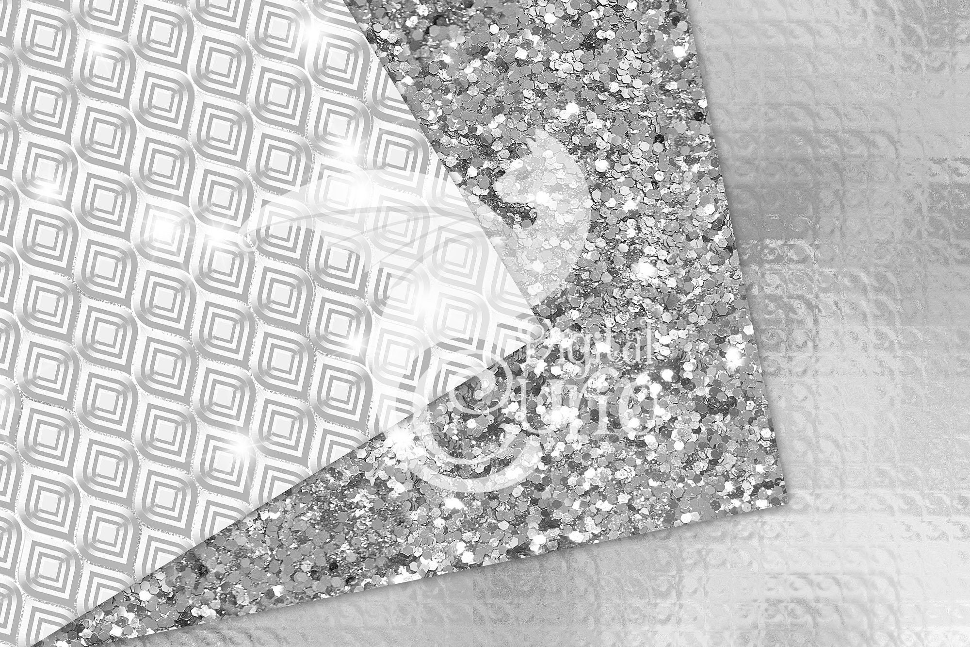 Silver Glitter Digital Paper, Seamless Glam Textures (digital Download ...