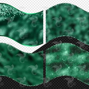 Emerald Wave Borders Clipart - Seamless Glitter and Foil Metallic ...
