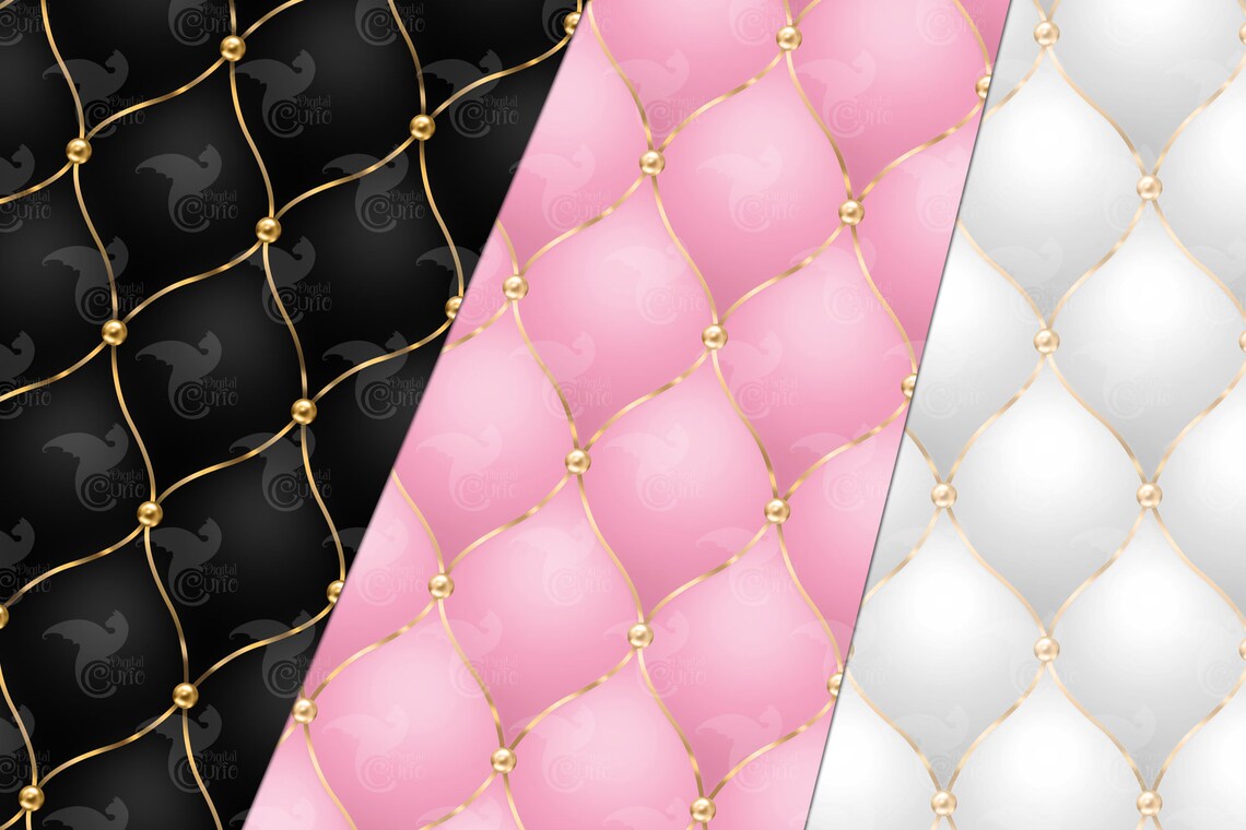 Ogee Gold Tufted Digital Paper Luxury Quilted Backgrounds - Etsy