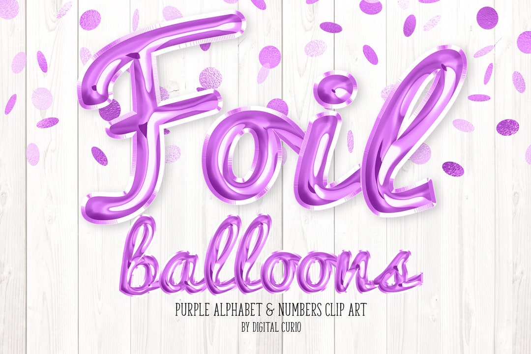 Purple Foil Balloon Script Alphabet Clip Art - Digital Instant Download ...