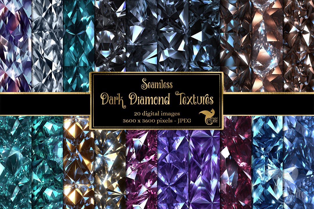 Dark Diamond Textures - Seamless Digital Printable Crystal Diamond ...