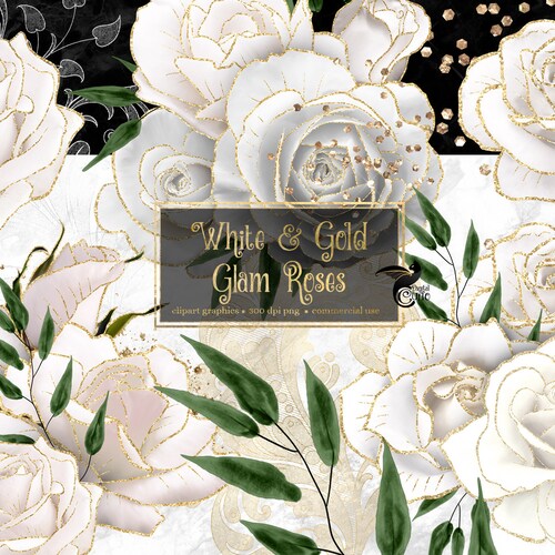 Turquoise and Gold Floral Clip Art Digital Instant Download - Etsy