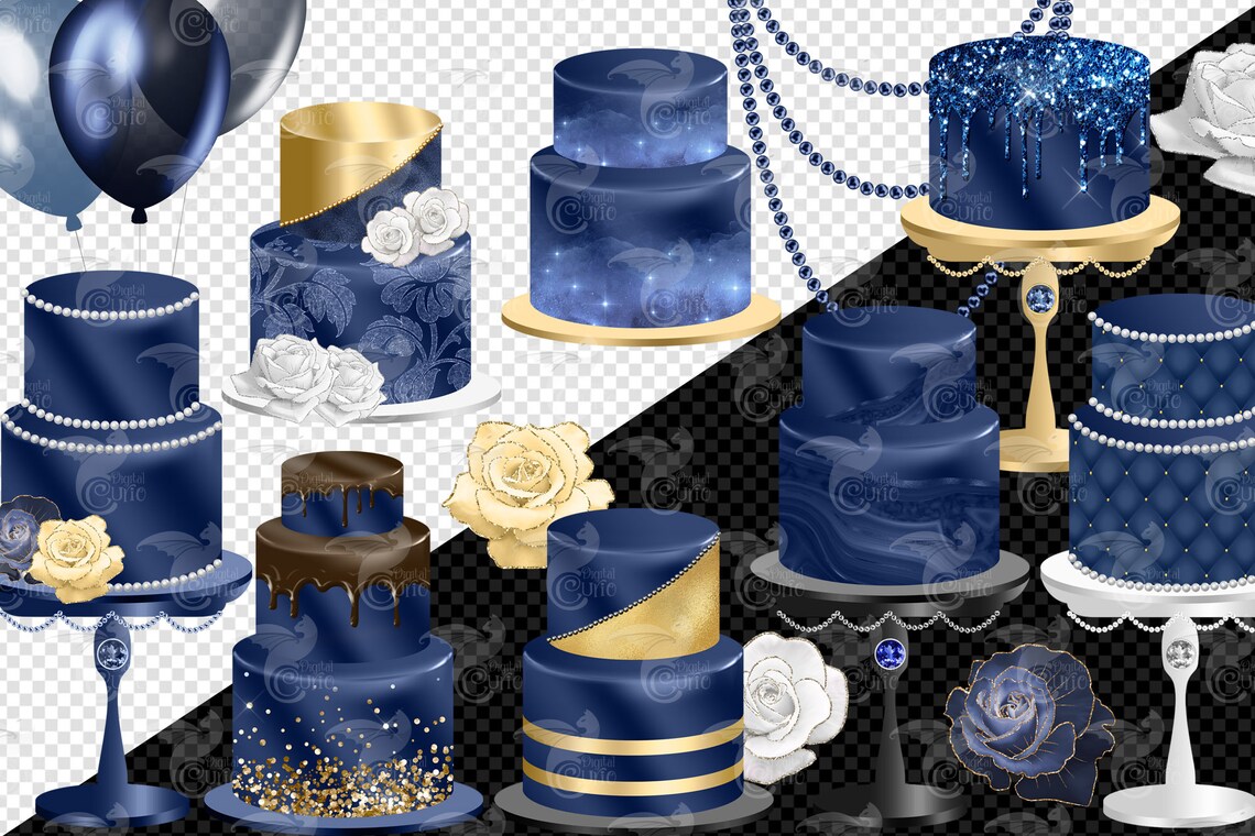 Navy Blue Cakes Clipart Digital Instant Download Cake Clip - Etsy UK