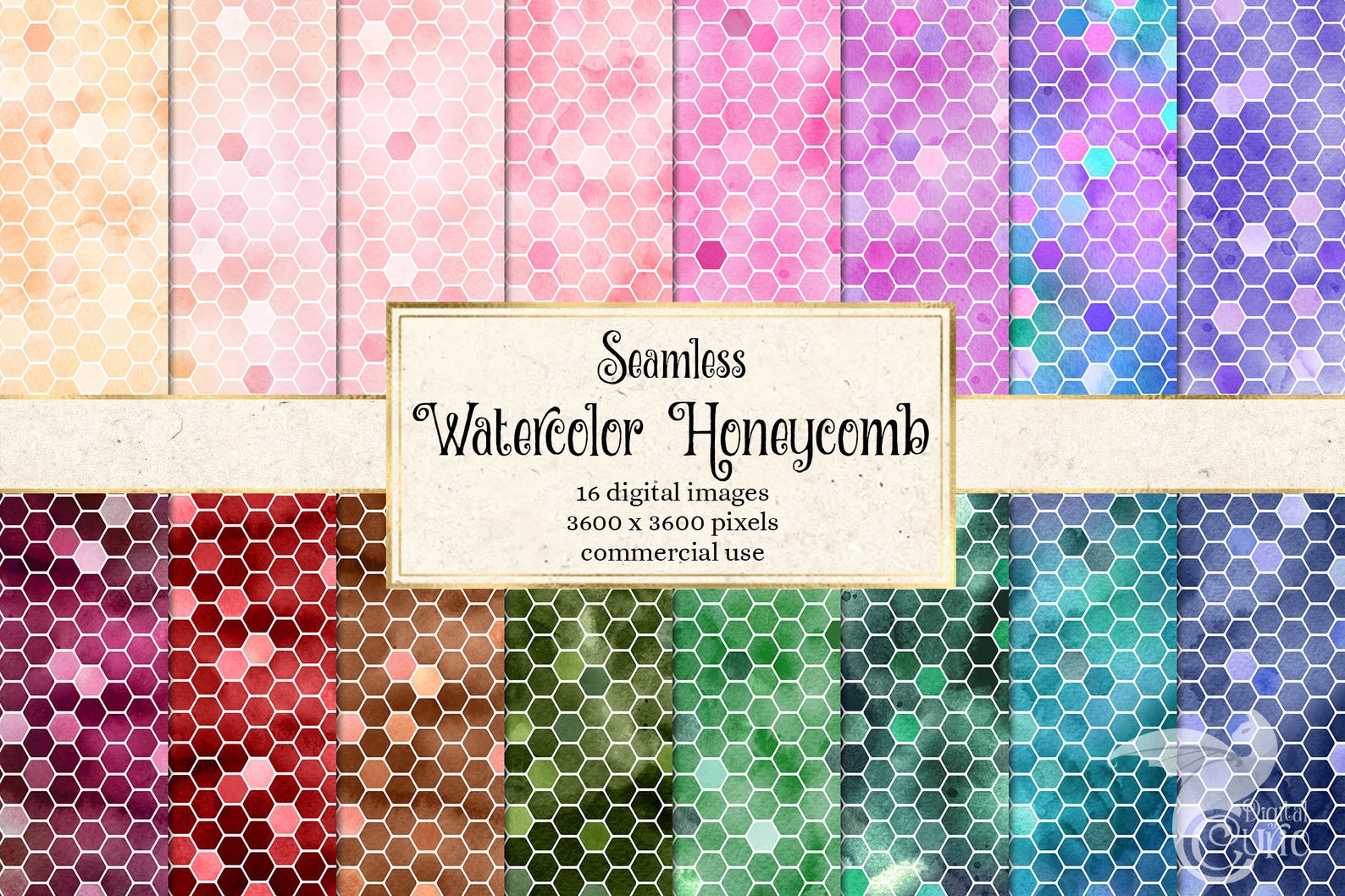 Watercolor Honeycomb Digital Paper Seamless Honeycomb Bee - Etsy