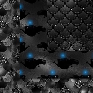 Black Mermaid Digital Paper, Black Mermaid Scales, Mermaid Scale ...