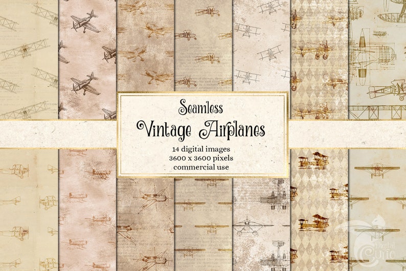 Vintage Airplane Digital Paper – Seamless Aviation Patterns (digital ...