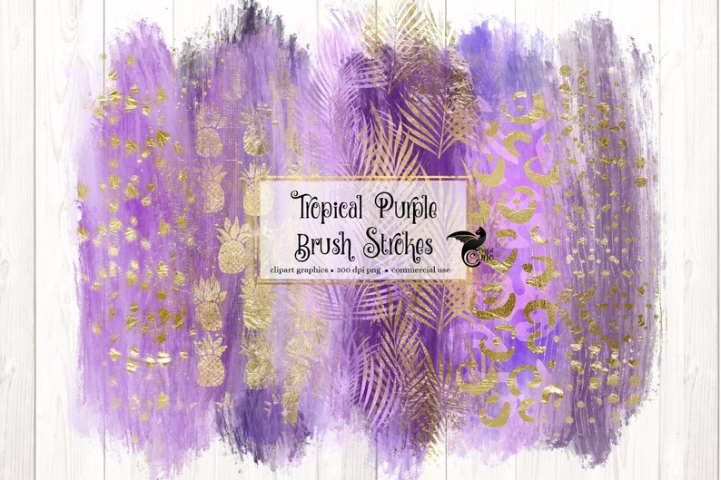 Tropical Purple Brush Strokes Clipart Hot Pink Safari Paint | Etsy