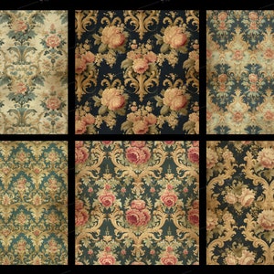 Victorian Floral Damask Digital Paper, Instant Download Vintage ...