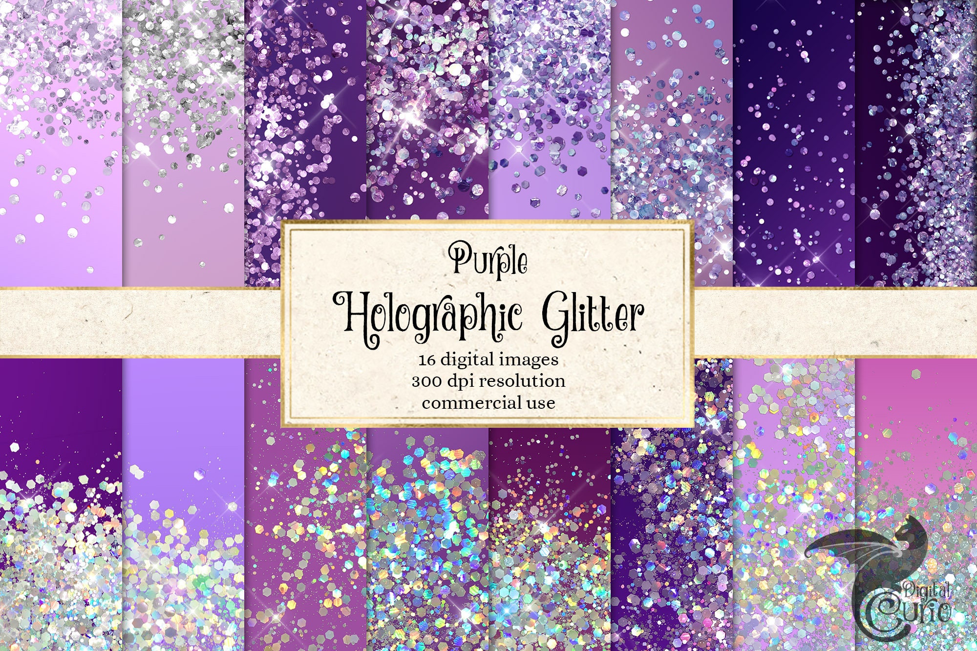 Kits & How To Paper, Party & Kids Digital Download Purple and Gold Foil ...