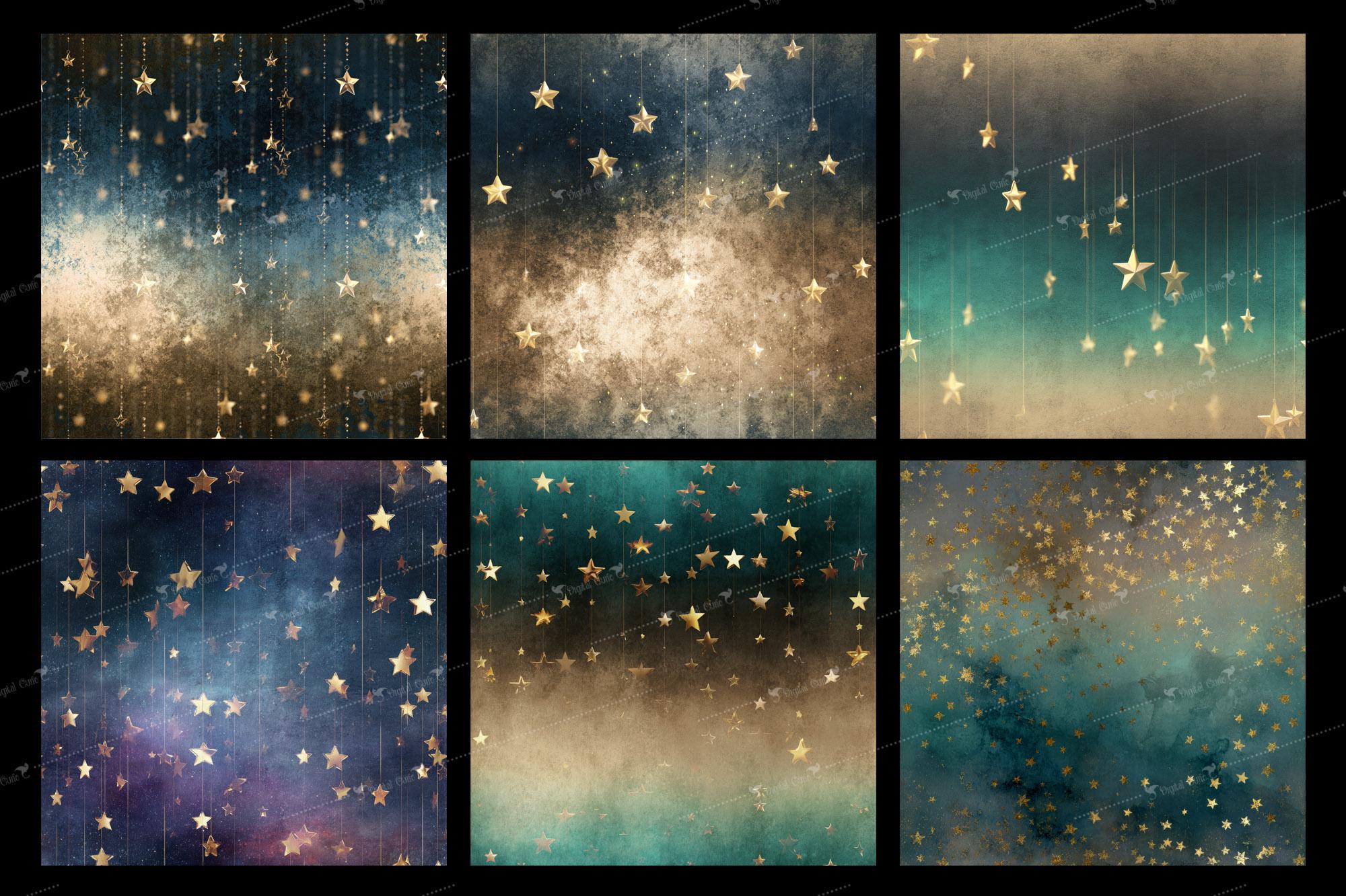 Starry Gold Grunge Digital Paper, Seamless Fantasy Texture (digital ...