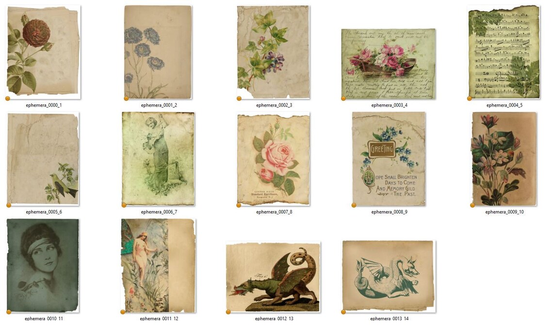 Digital Paper Ephemera Sheets Printable Textures for Digital - Etsy