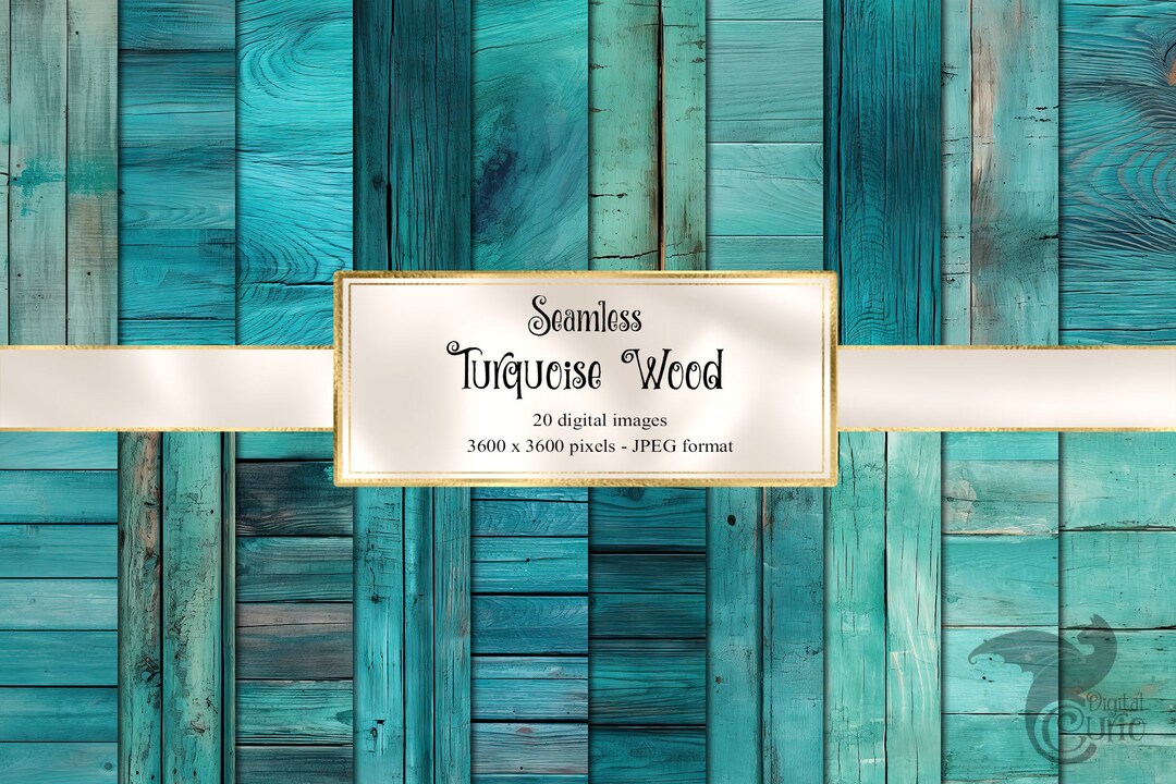 Turquoise Wood Textures Digital Paper, Seamless Rustic Wood Digital ...