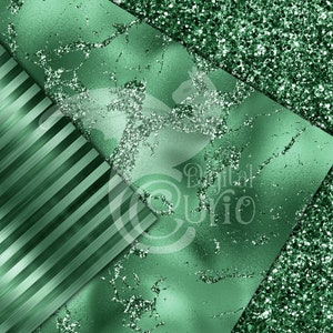 Luxury Emerald Digital Paper, Seamless Green Textures With Glitter and ...