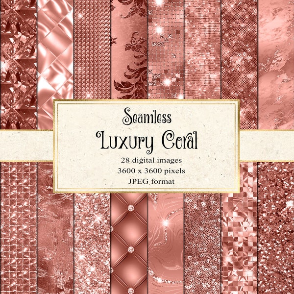 Coral Digital Paper - Etsy