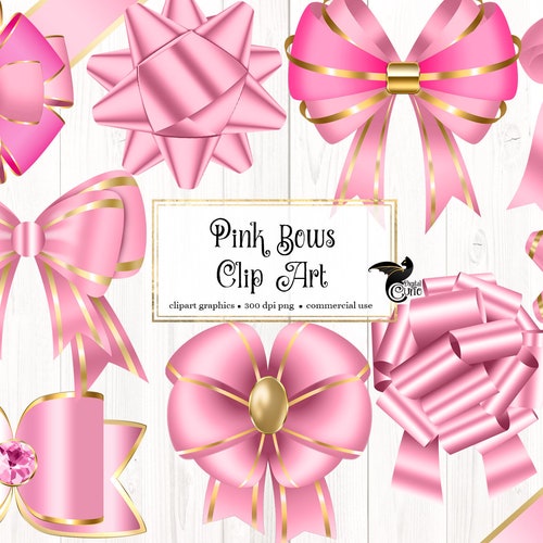Watercolor Pink Bow Ribbon Clipart PNG - Etsy