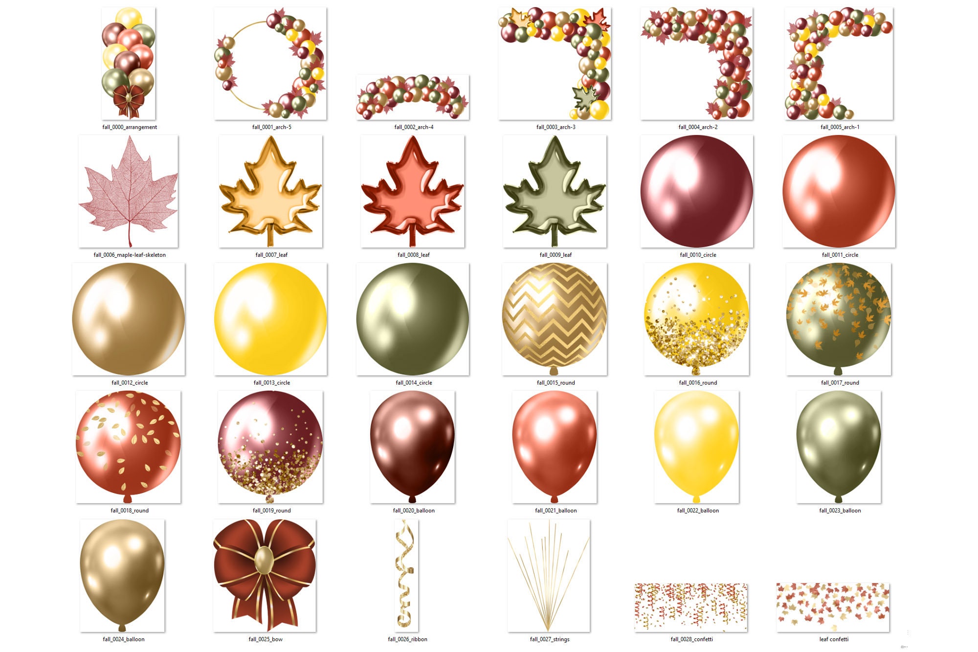 Fall Balloon Clipart, Autumn Glitter Overlays (digital Download) - Etsy