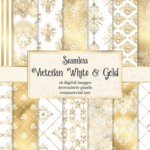 Gold and White Digital Paper Seamless Gold Foil Backgrounds - Etsy