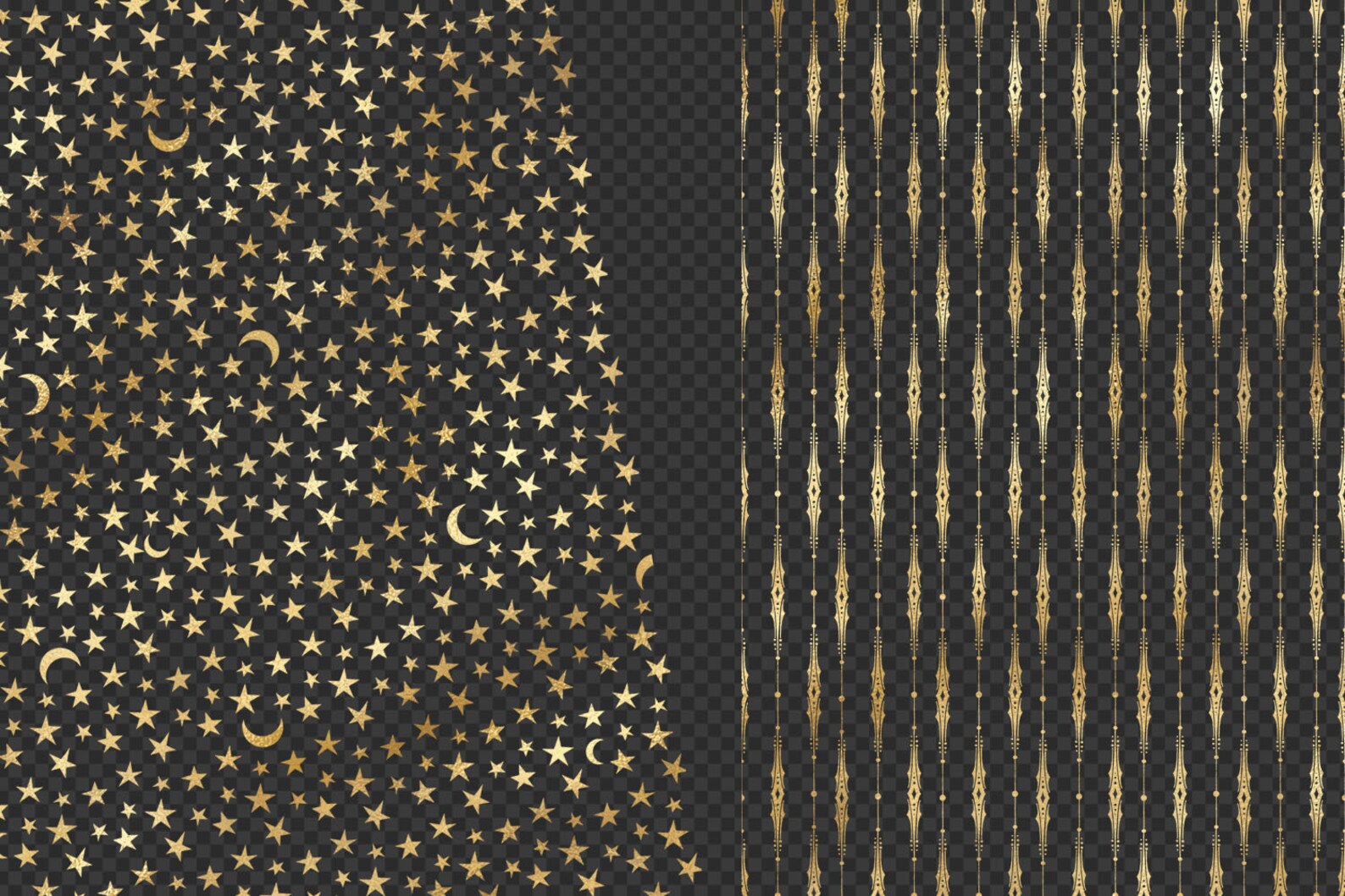 Gold Foil Pattern Overlays, Seamless PNG, Digital Paper (instant ...