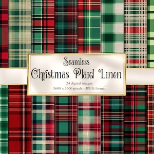 Christmas Plaid Linen Digital Paper, Seamless Rustic Holiday Digital ...