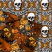 Seamless Orange Gothic Digital Paper, Skull Damask Halloween Scrapbook ...