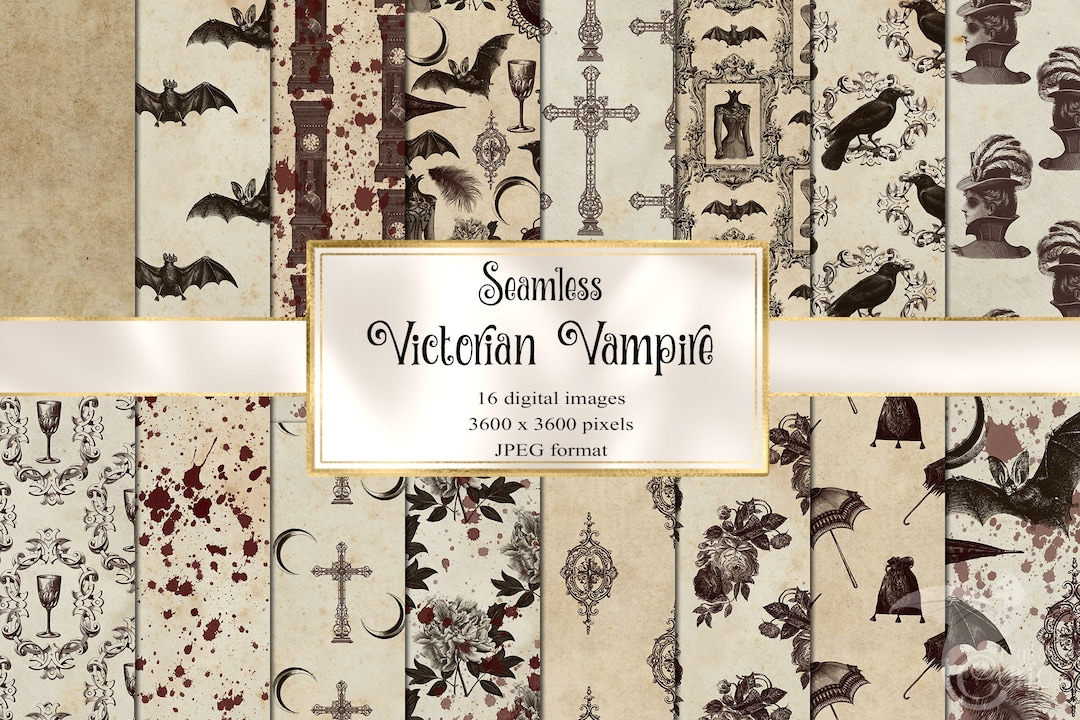 Victorian Vampire Digital Paper, Halloween Digital Paper, Seamless ...