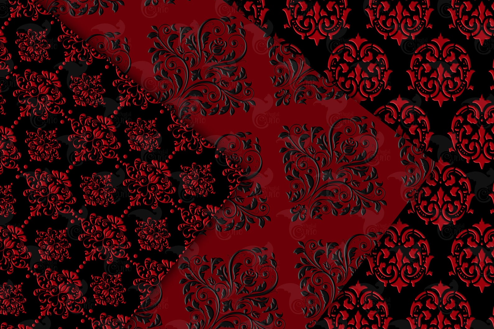 Red and Black Damask Digital Paper Gothic Digital Paper - Etsy