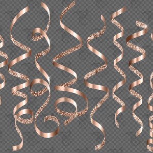 Rose Gold Glitter Ribbon Clip Art - Curling Ribbons in Png Format ...