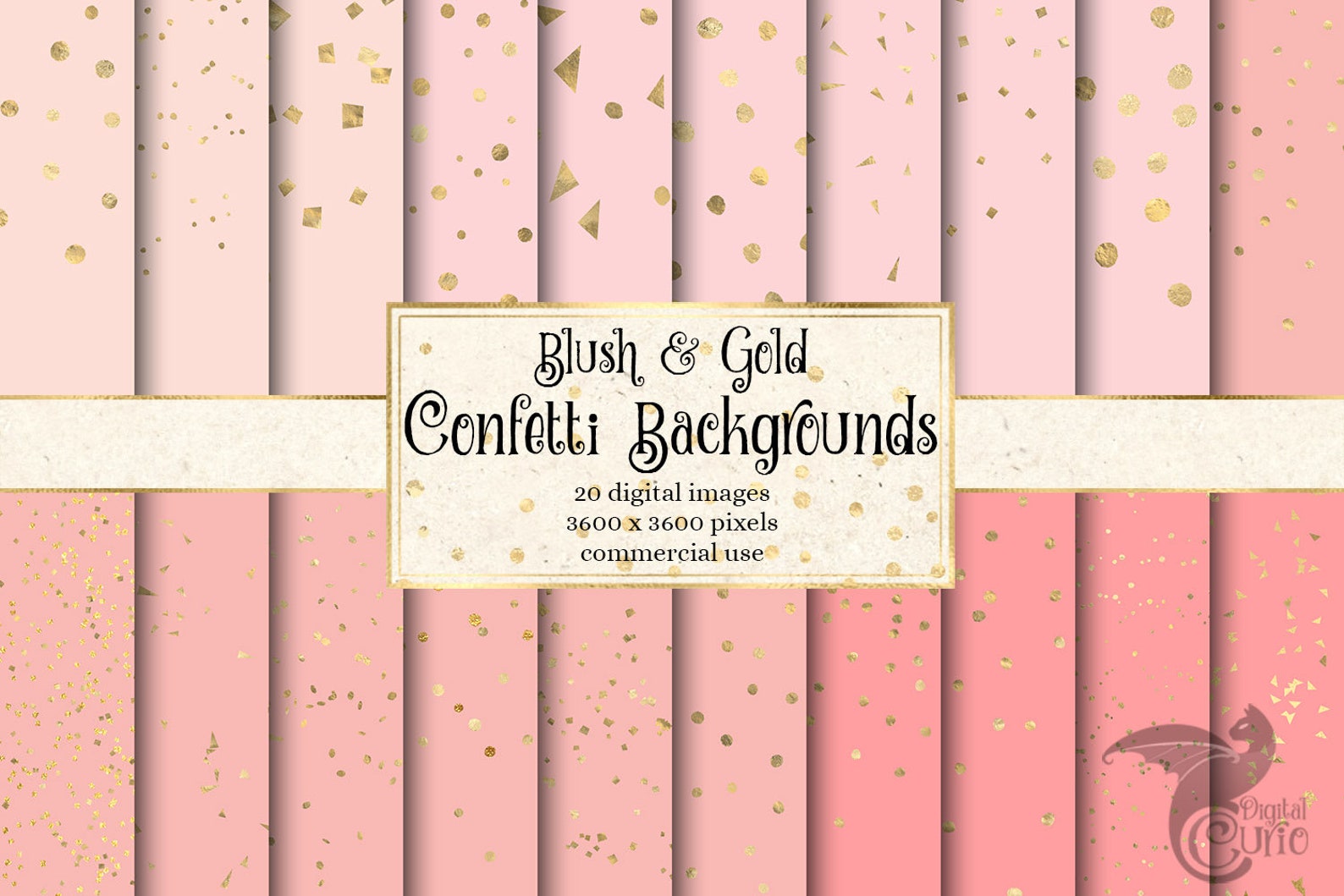 Blush and Gold Confetti Digital Paper Blush Pink and Gold - Etsy