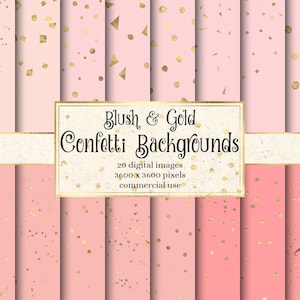 Blush and Gold Confetti Digital Paper, Blush Pink and Gold Foil ...