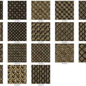 Black and Gold Damask Digital Paper, Seamless Patterns (digital ...