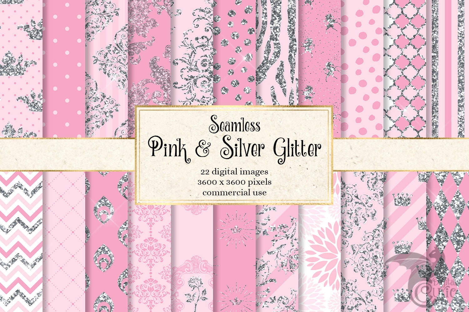 Pink and Silver Glitter Digital Paper Seamless Royal Princess - Etsy