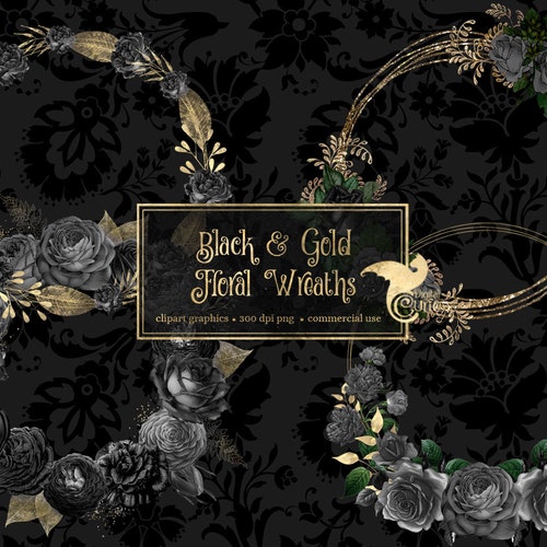 Turquoise and Gold Wreaths Clipart Teal Rose Wreath Clip Art - Etsy