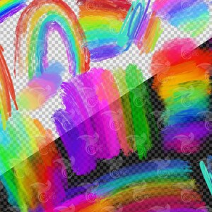 Rainbow Smudge Clip Art - Colorful Rainbow Paint Elements in Png Format ...