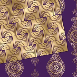 Purple and Gold Art Deco Digital Paper, Seamless Deco Patterns With ...