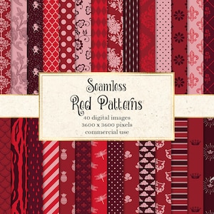 Red Digital Paper 40 Patterns in Seamless Format for | Etsy