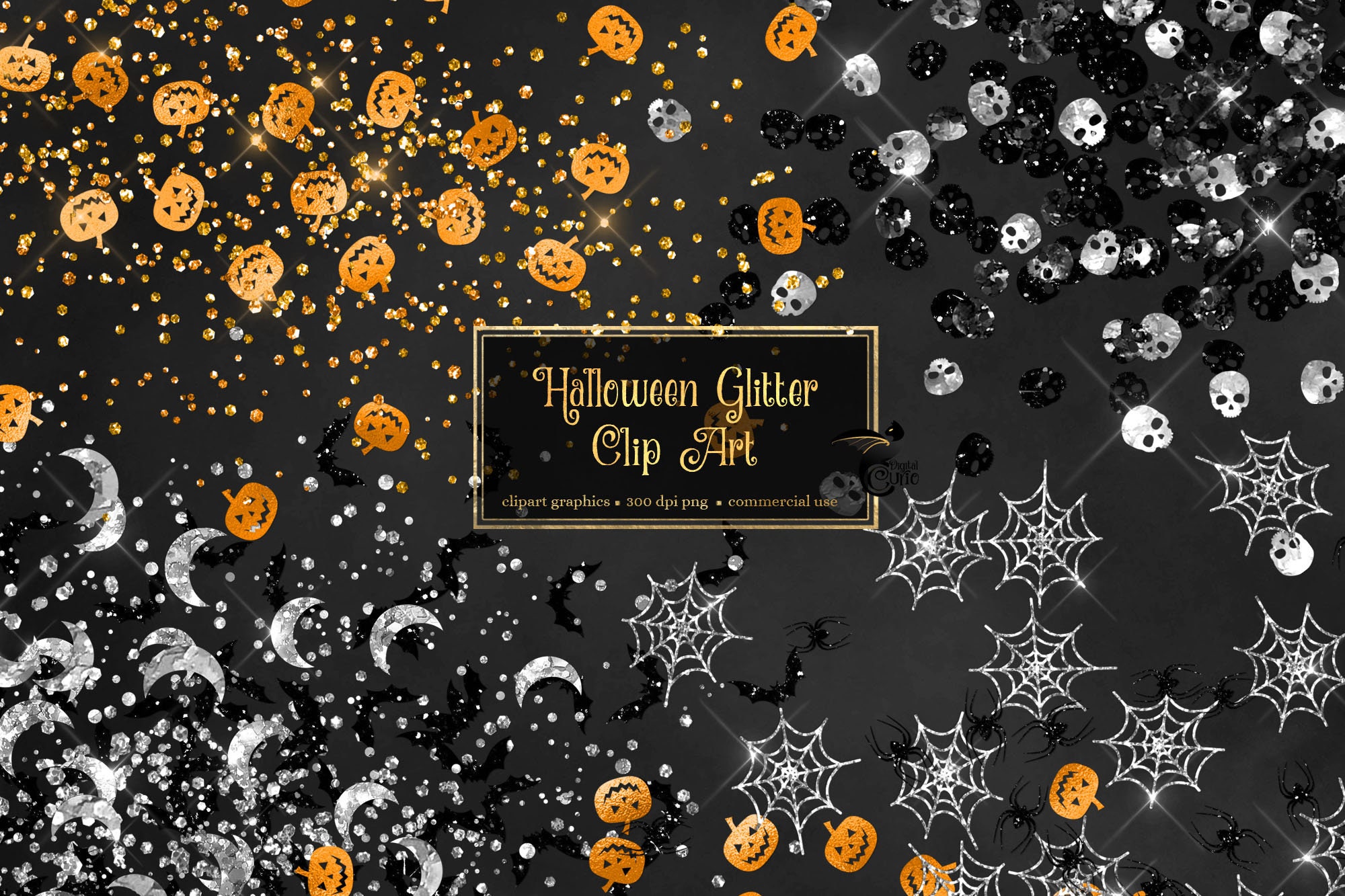 Halloween Glitter Clip Art Glitter Confetti Clipart Overlays - Etsy