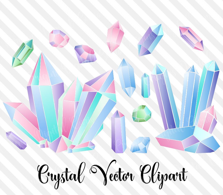 Crystal Clipart crystal vectors vector diamonds rainbow | Etsy