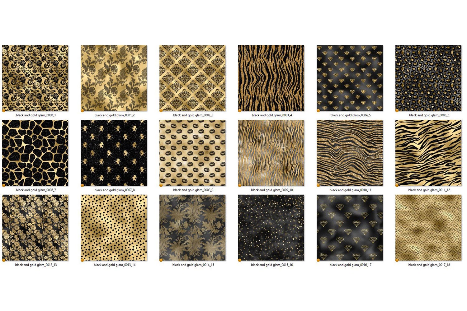 Black and Gold Glam Digital Paper, Glitter Textures (digital Download ...