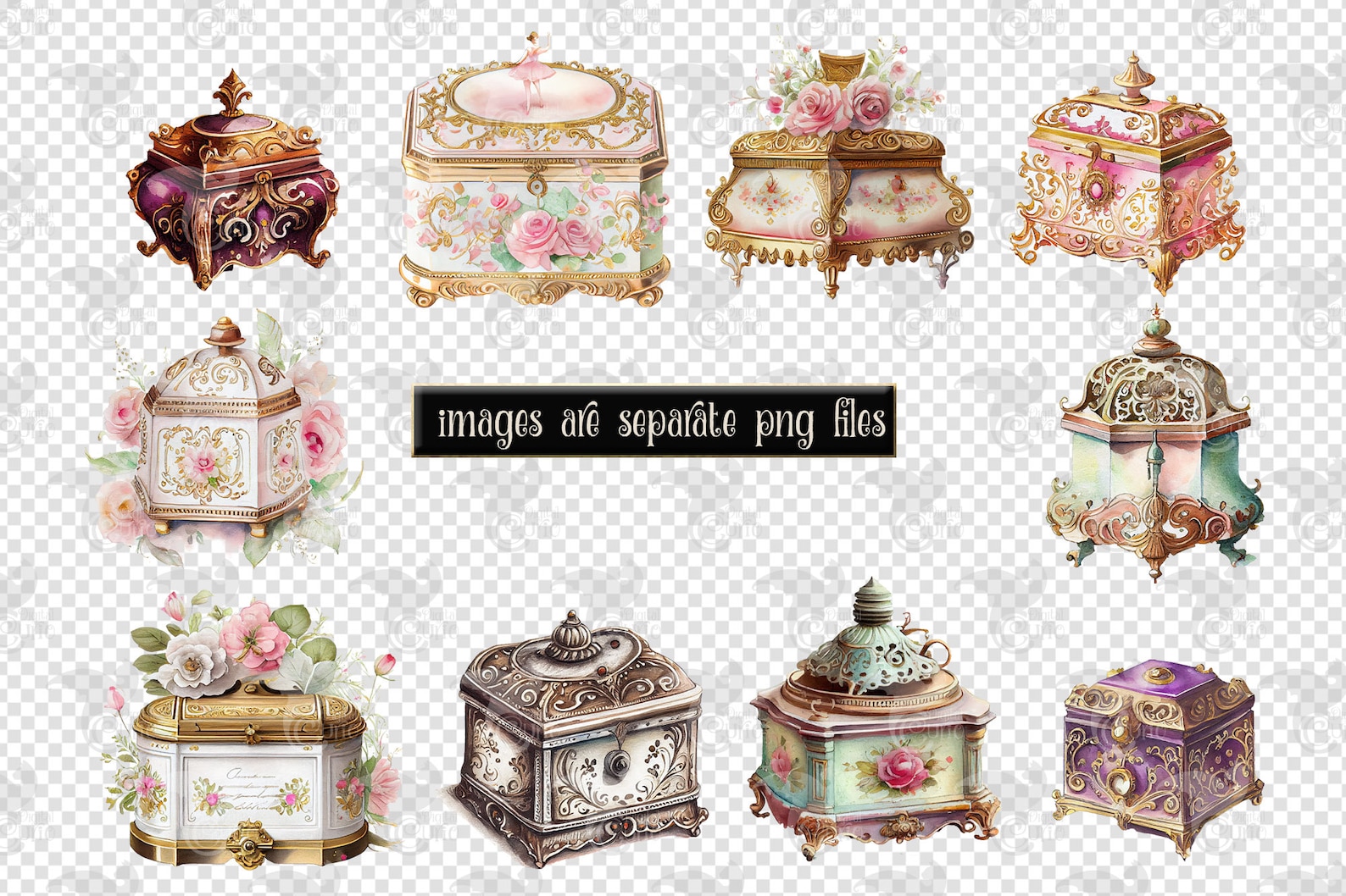 Watercolor Music Box Clipart – Rustic Cottagecore PNG (digital Download ...