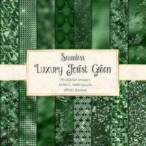 Luxury Forest Green Digital Paper, Seamless Green Textures With Glitter ...