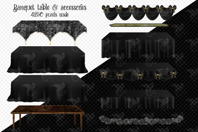Black and Gold Tables Clipart – Banquet Scene Creator (digital Download ...