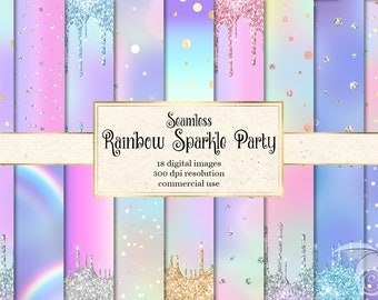 Rainbow Clouds Digital Paper Seamless Pastel Ombre | Etsy
