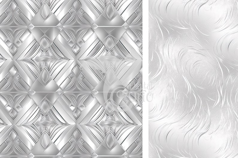 Silver Frosted Glass Digital Paper, Seamless Textures (digital Download ...