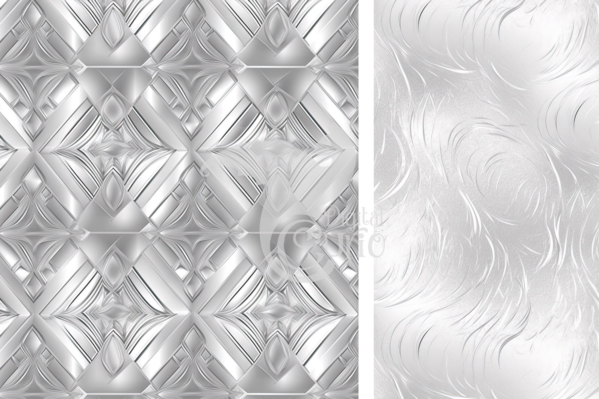 Silver Frosted Glass Digital Paper, Seamless Textures (digital Download ...
