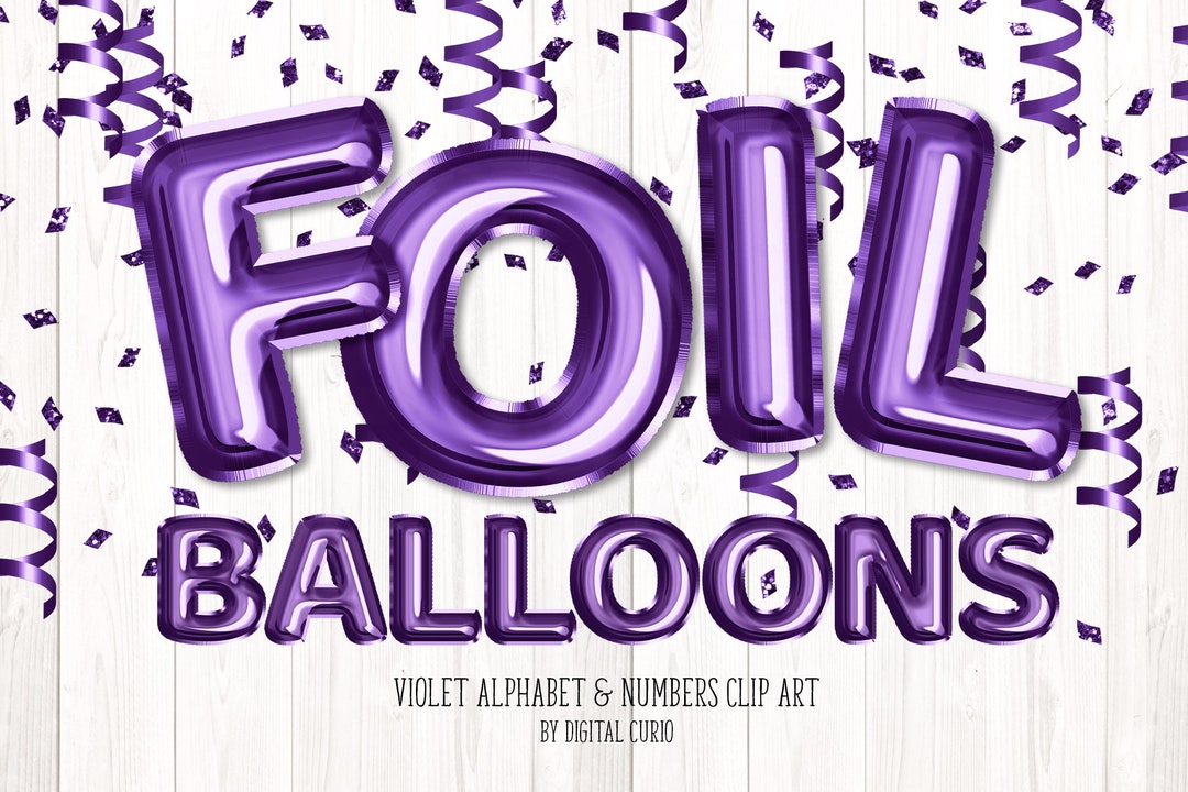 Violet Foil Balloon Alphabet Clip Art - Digital Instant Download ...