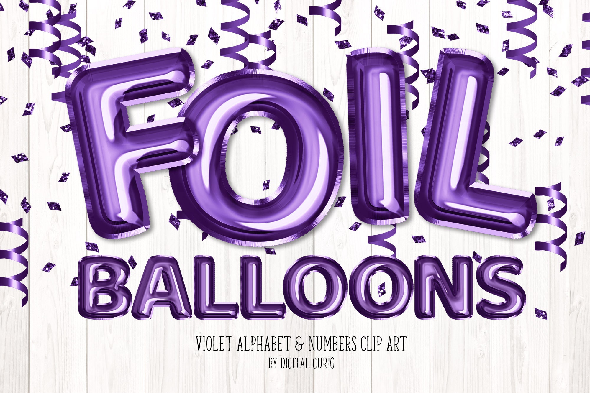 Violet Foil Balloon Alphabet Clip Art Digital Instant - Etsy