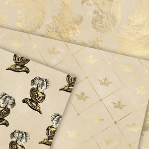 Ivory and Gold Princess Digital Paper, Seamless Printable Patterns ...