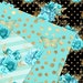 Aqua and Gold Floral Digital Paper, Teal and Gold Printable Scrapbook ...